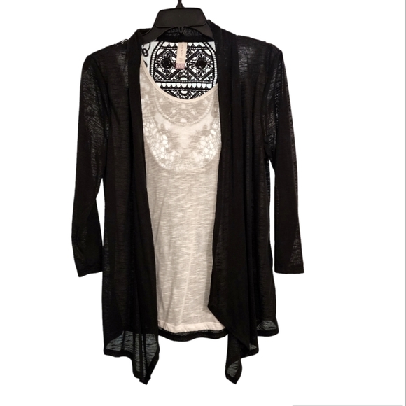No Boundaries | Tops | No Boundaries Two In One Black Crochet Cardigan ...